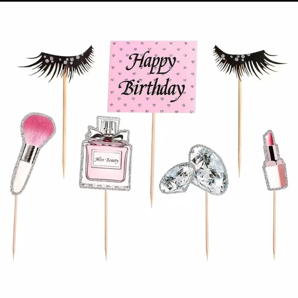 Party Supplies | Happy Bday Glam Themed Cake Or Cup Cake Decoration 7 ...